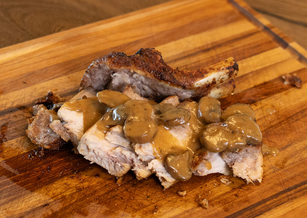 Double Cut Pork Chop with Mushroom Gravy - Dad Got This